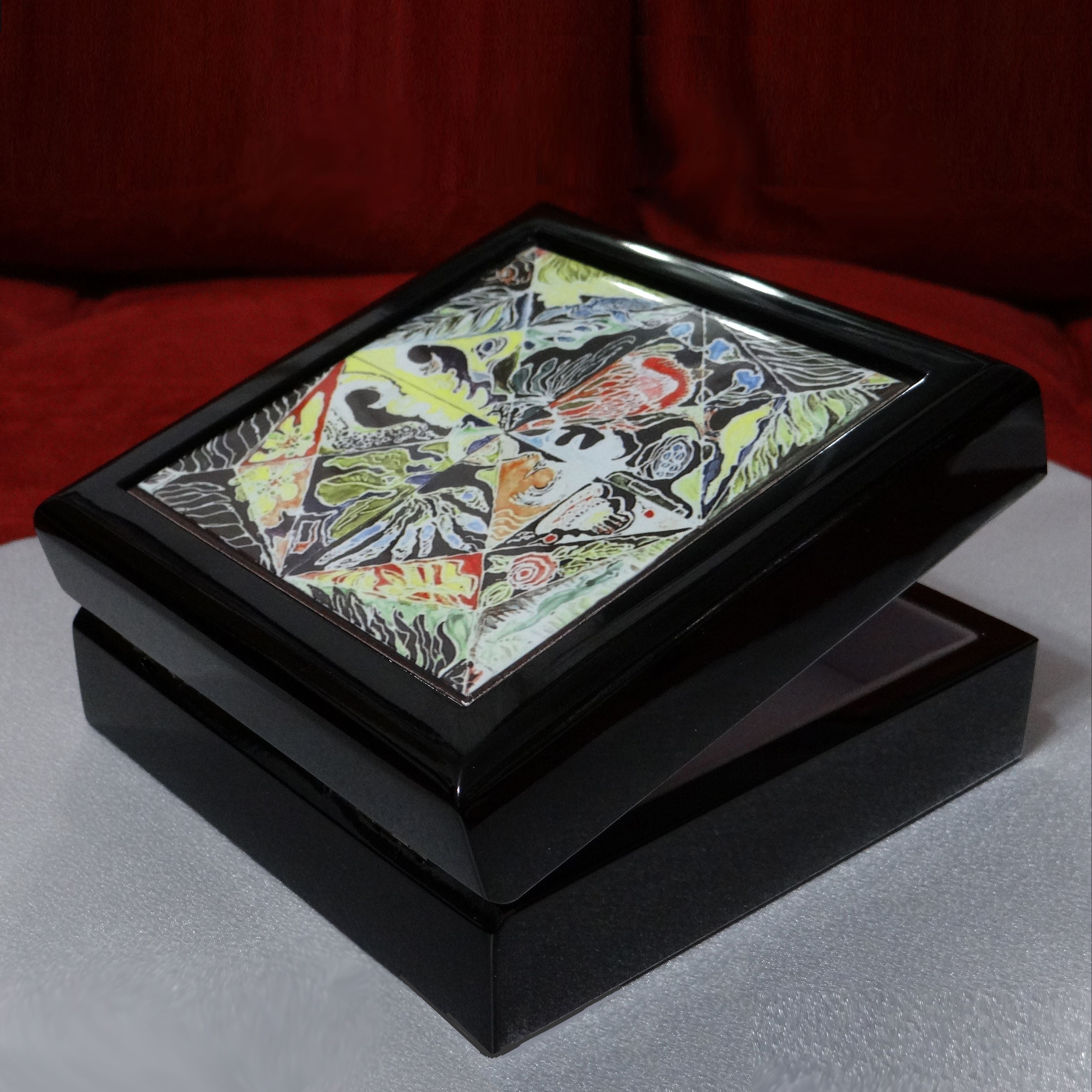 "Charlotte's Party" Tile Top Box by Batik Designs – Batik-Designs-Shop